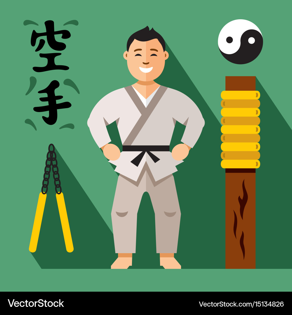 Karate fighter flat style colorful cartoon Vector Image