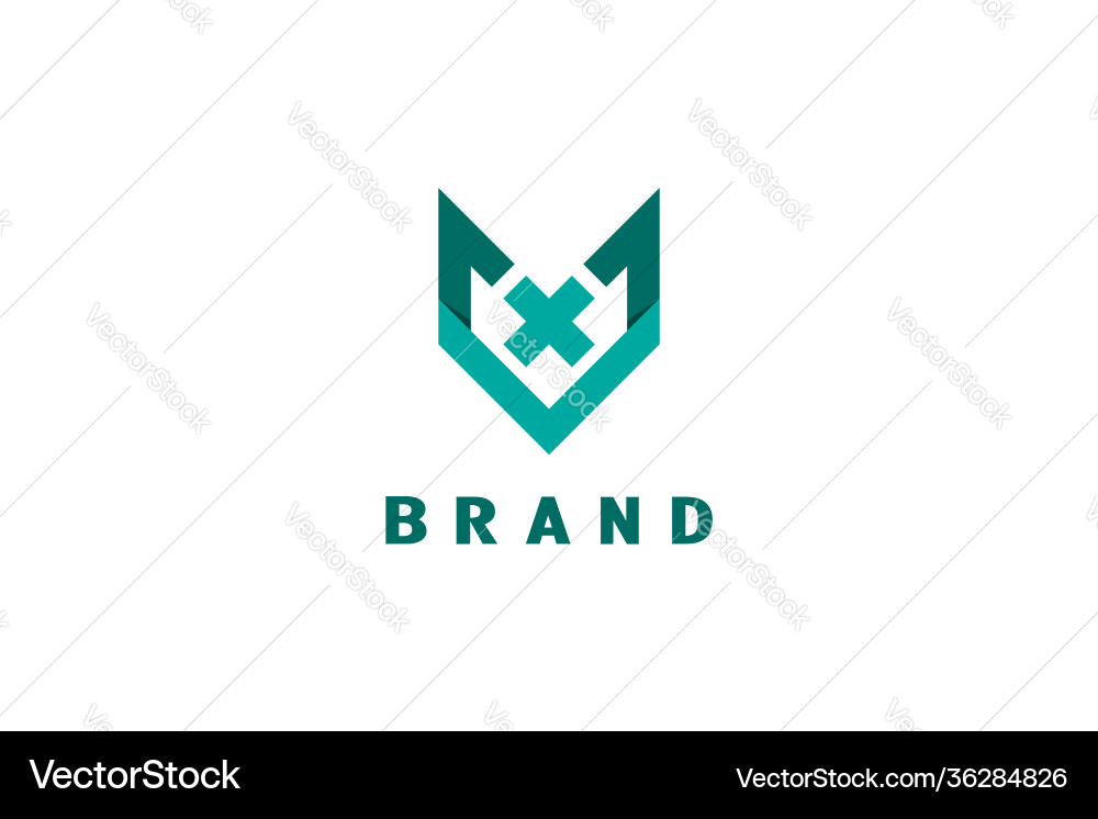 Letter m medical cross logo Royalty Free Vector Image