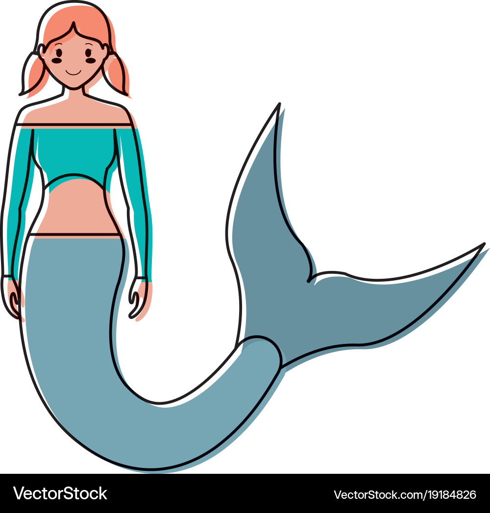 Mermaid with two hair tails Royalty Free Vector Image
