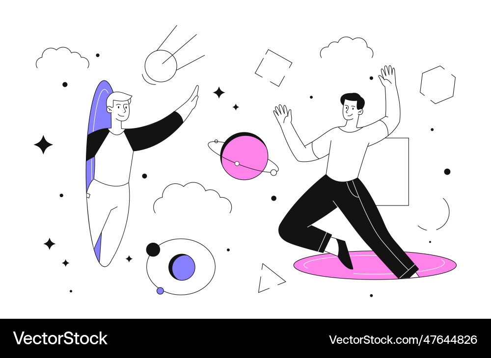 People with teleportation line concept Royalty Free Vector