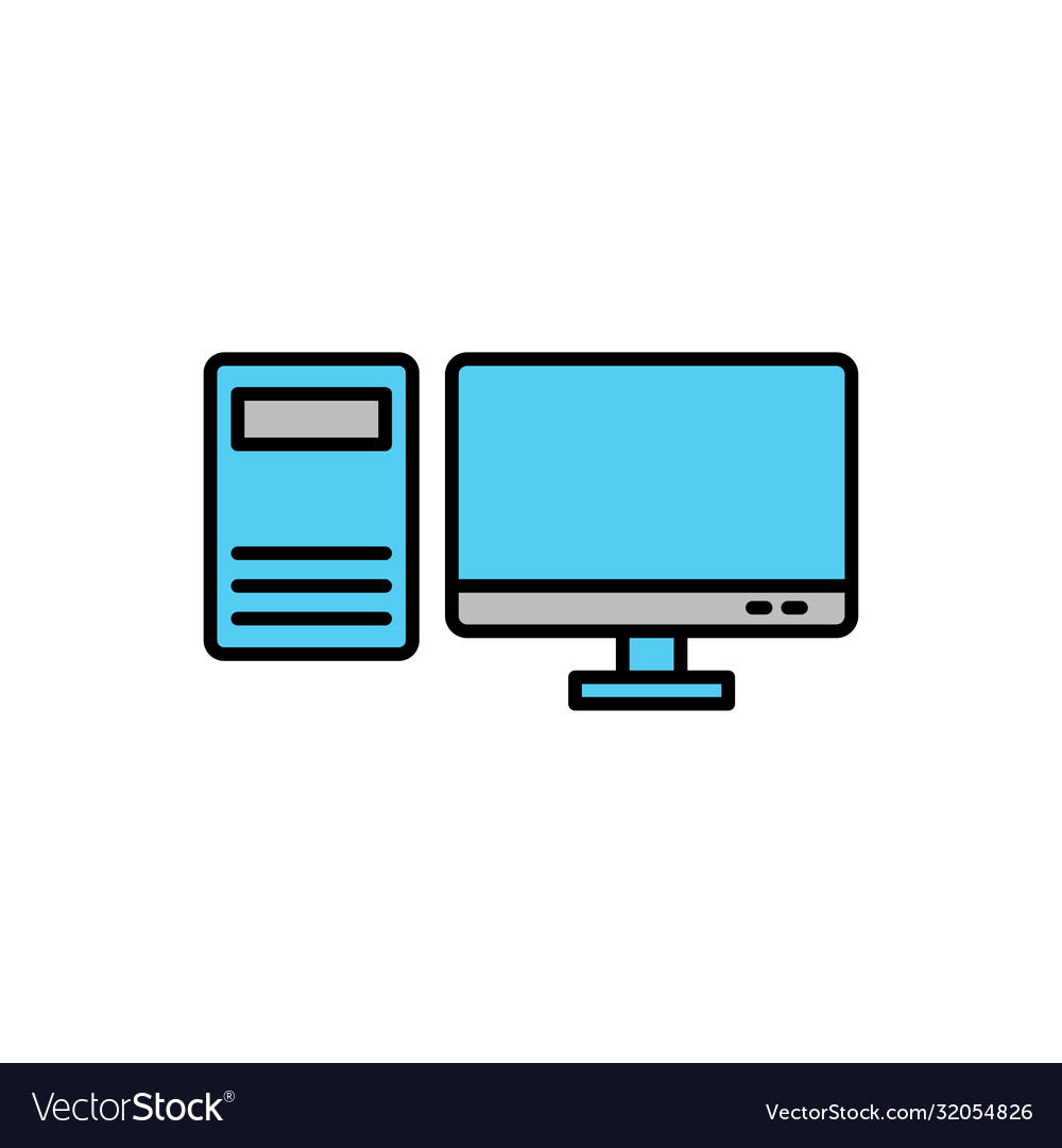 Personal computer flat icon set design Royalty Free Vector