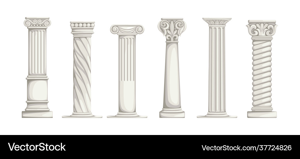 Roman pillars white ancient greek marble columns Vector Image