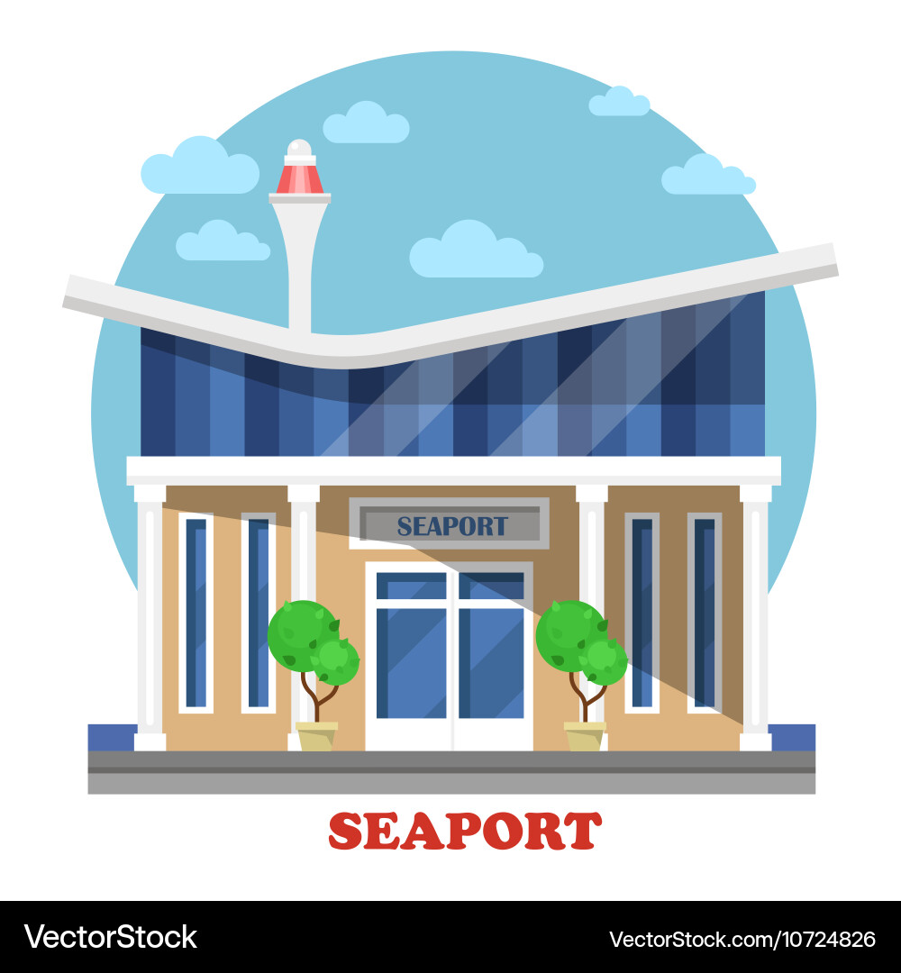 Seaport at seasight building exterior view Vector Image