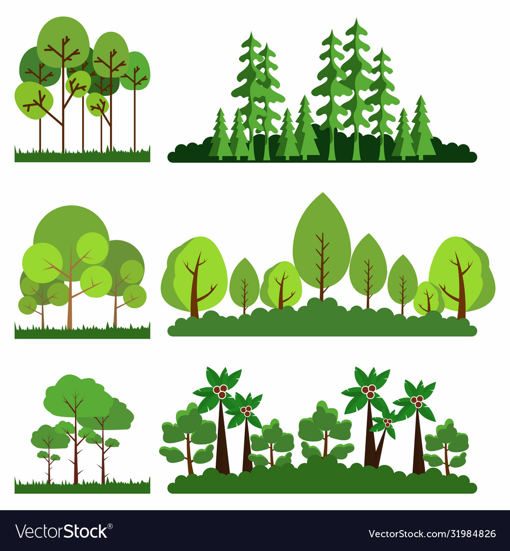 Set trees background collection premium Royalty Free Vector