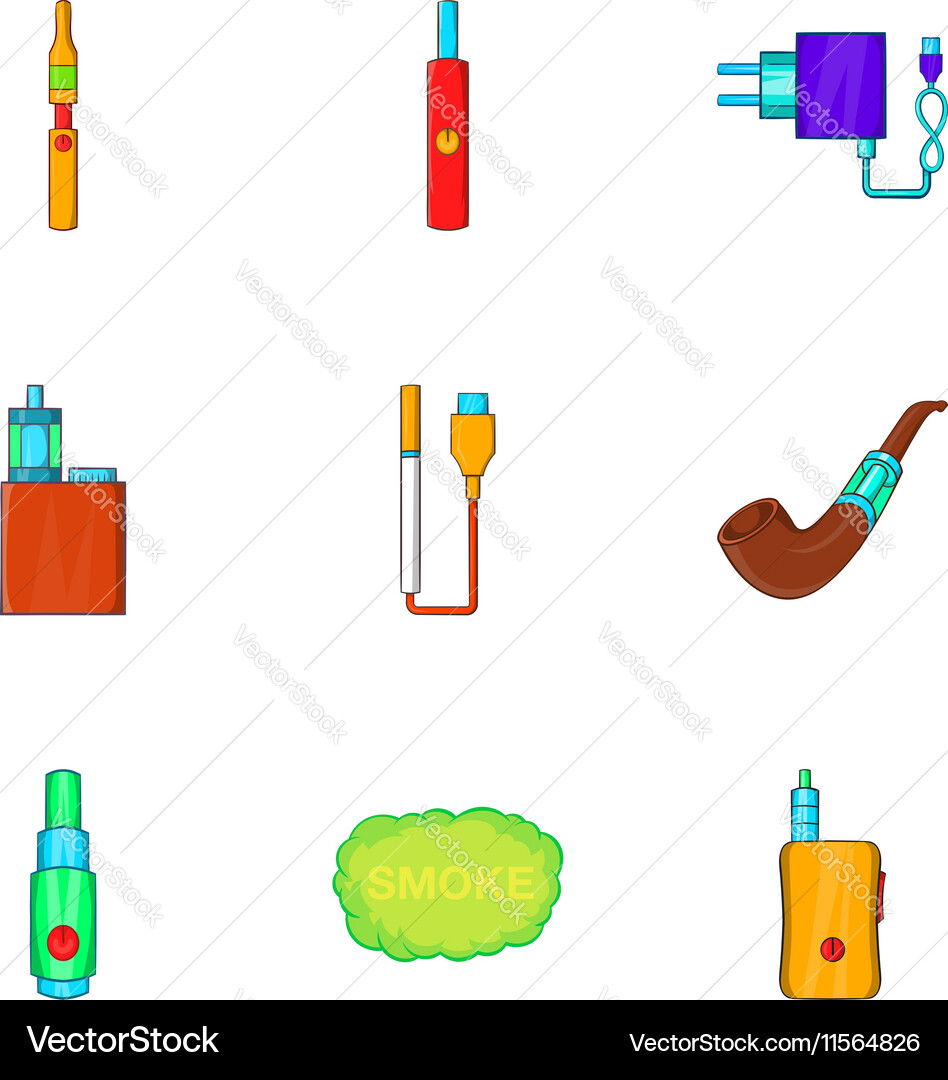 Smoking icons set cartoon style Royalty Free Vector Image