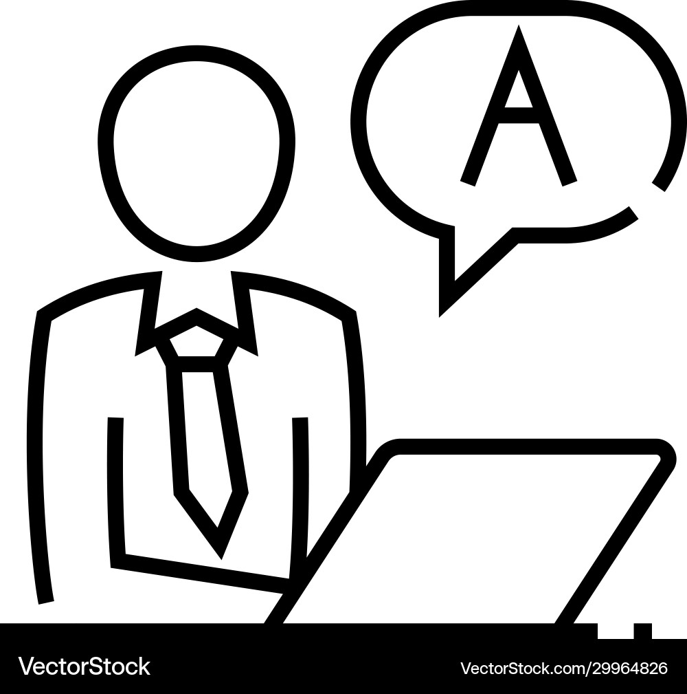 Working manager line icon concept sign outline Vector Image