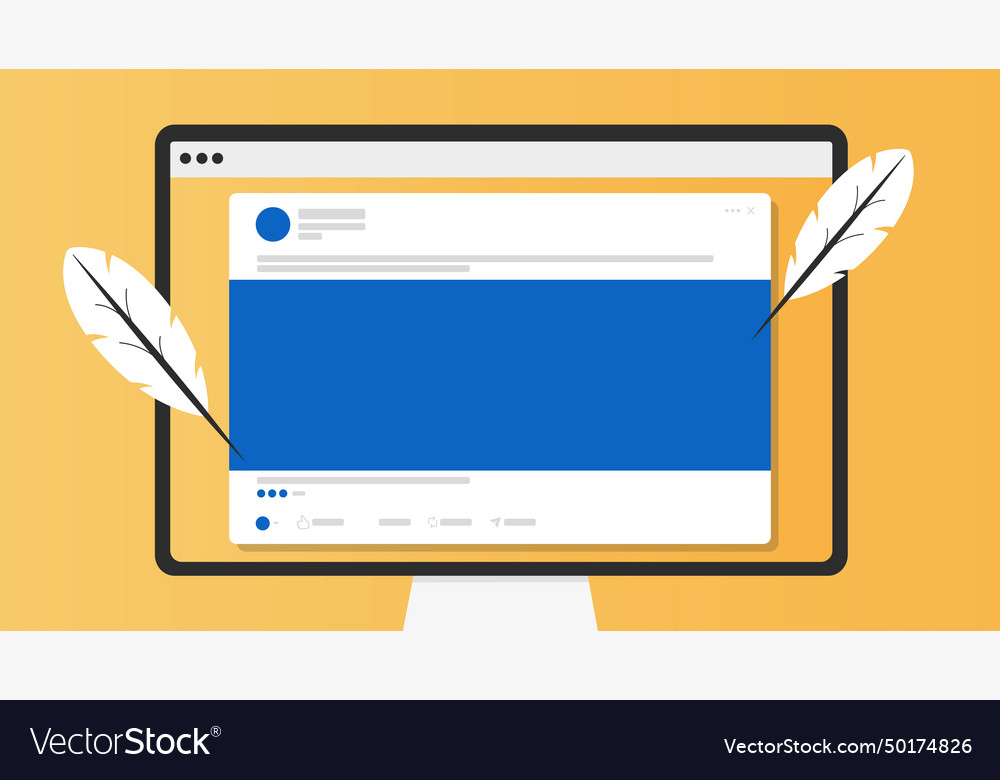 Writing a post for social networks on computer Vector Image