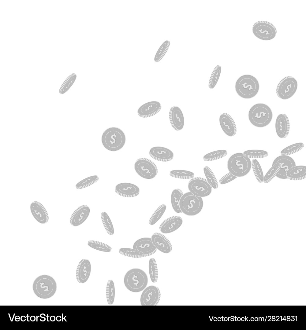 American dollar coins falling scattered black Vector Image