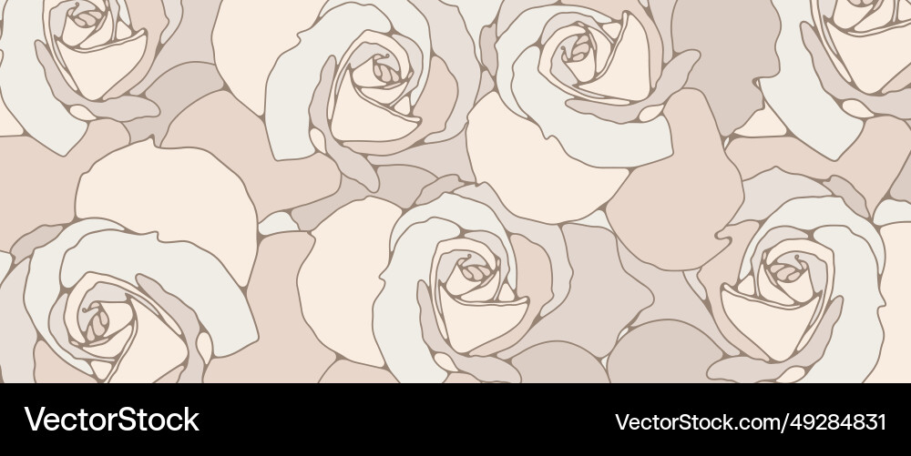 Beige floral background with delicate roses Vector Image