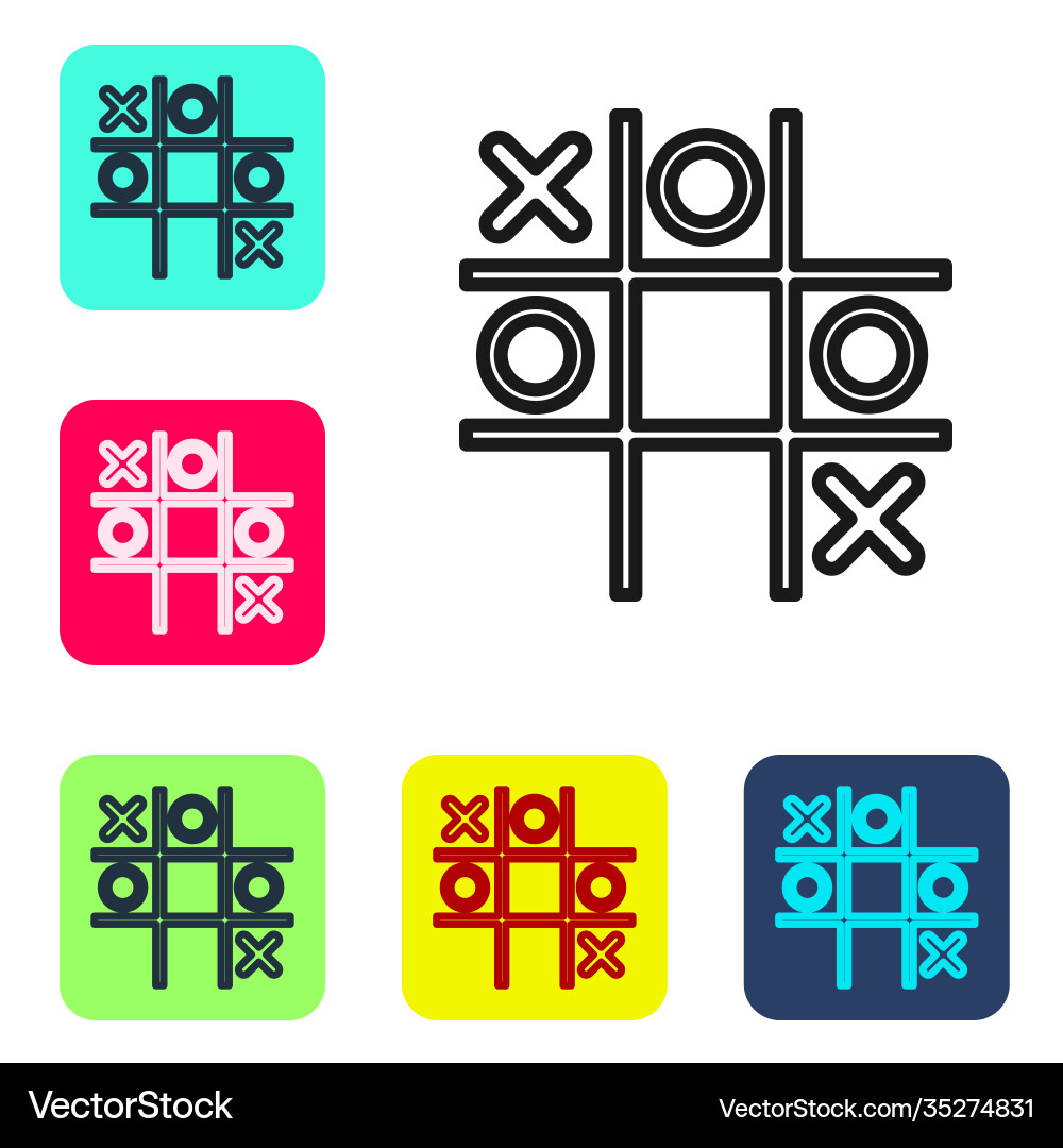 Black line tic tac toe game icon isolated on white