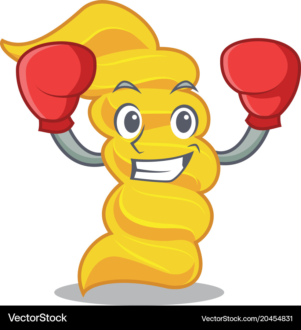 Boxing fusilli pasta character cartoon Royalty Free Vector