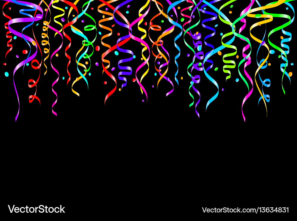 Colourful confetti on a black background Vector Image