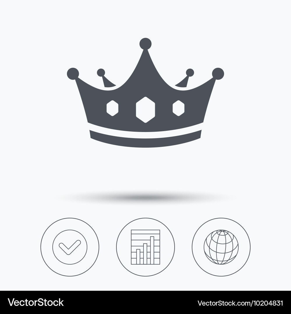 Crown icon royal throne leader sign Royalty Free Vector