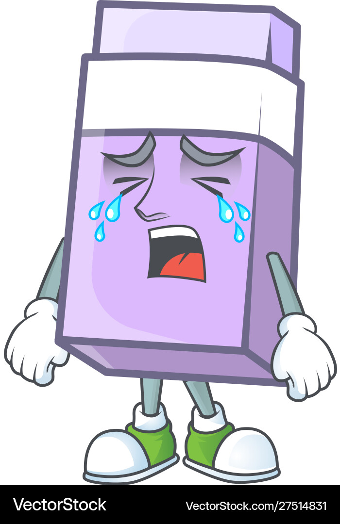 Crying icon eraser cartoon in character Royalty Free Vector