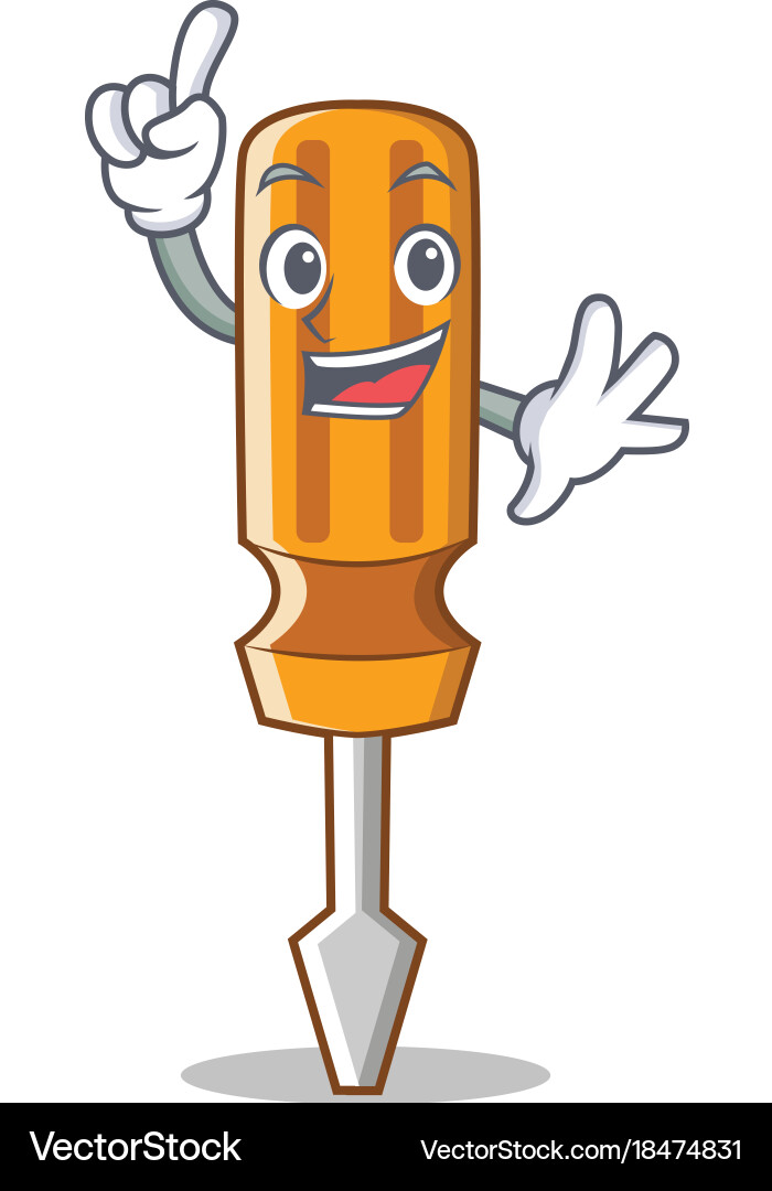 Finger screwdriver character cartoon style Vector Image