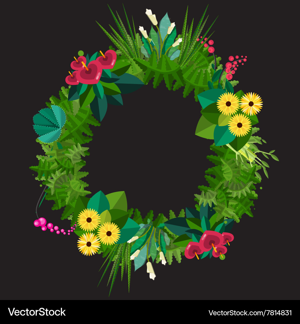 Flat colorful circular floral wreaths Royalty Free Vector
