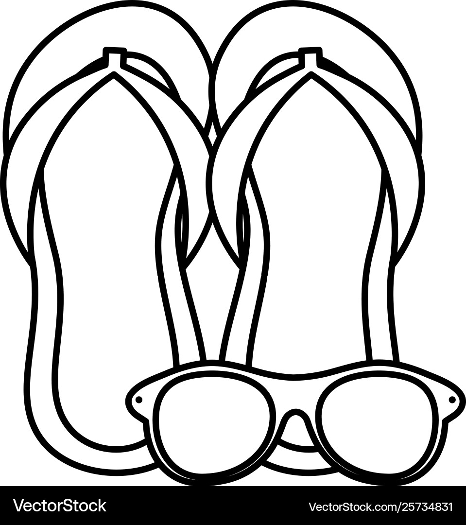 Flip flops sandals and sunglasses summer Vector Image