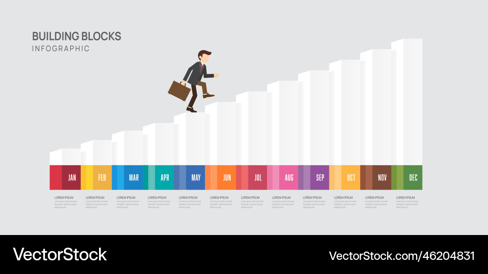 Infographic template for business 12 months block Vector Image