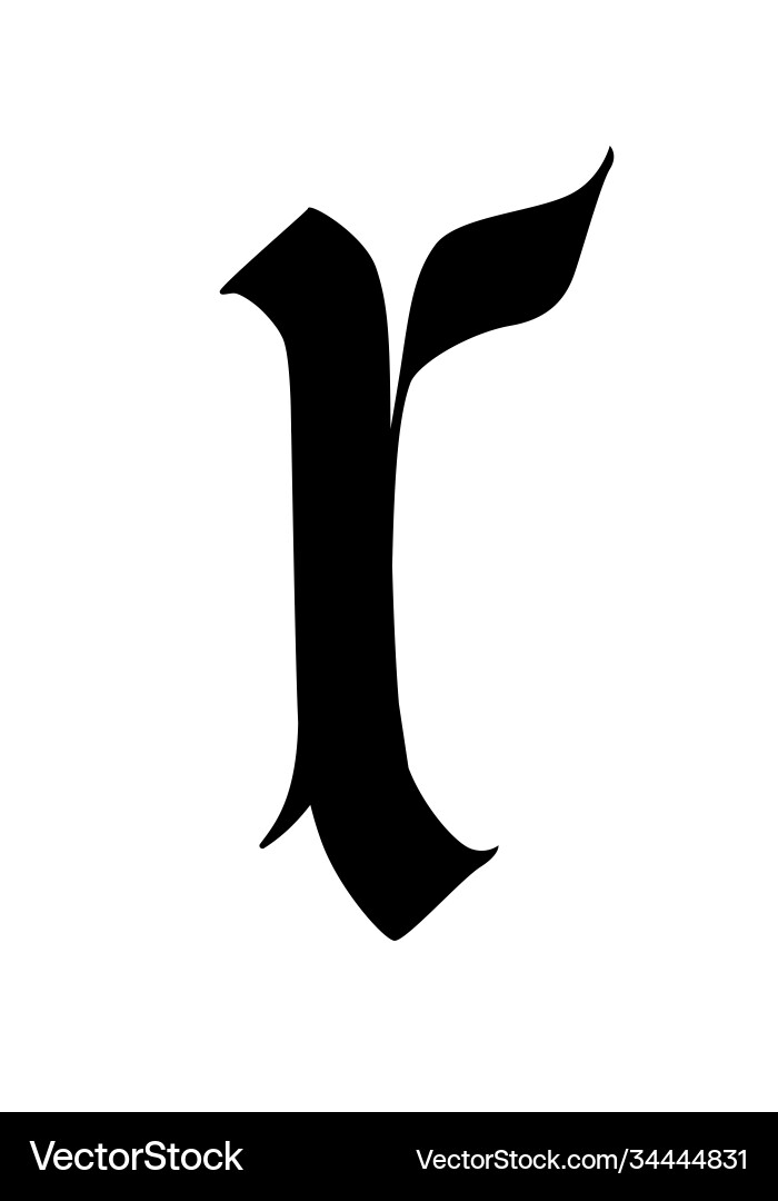 Letter r in gothic style alphabet symbol Vector Image