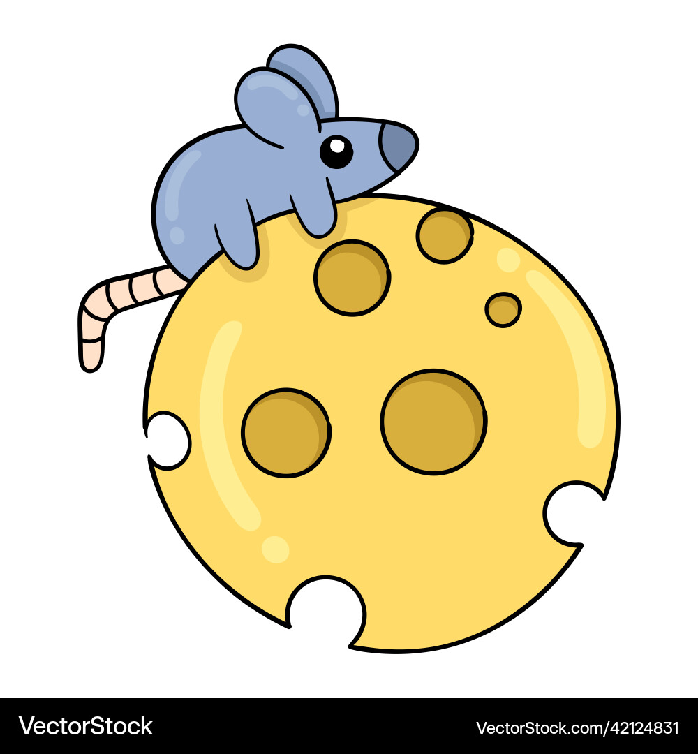 Mouse is hugging the giant cheese doodle icon Vector Image