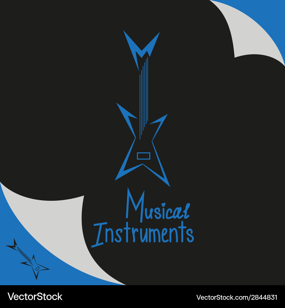 Musical instruments shop sign with guitar Vector Image