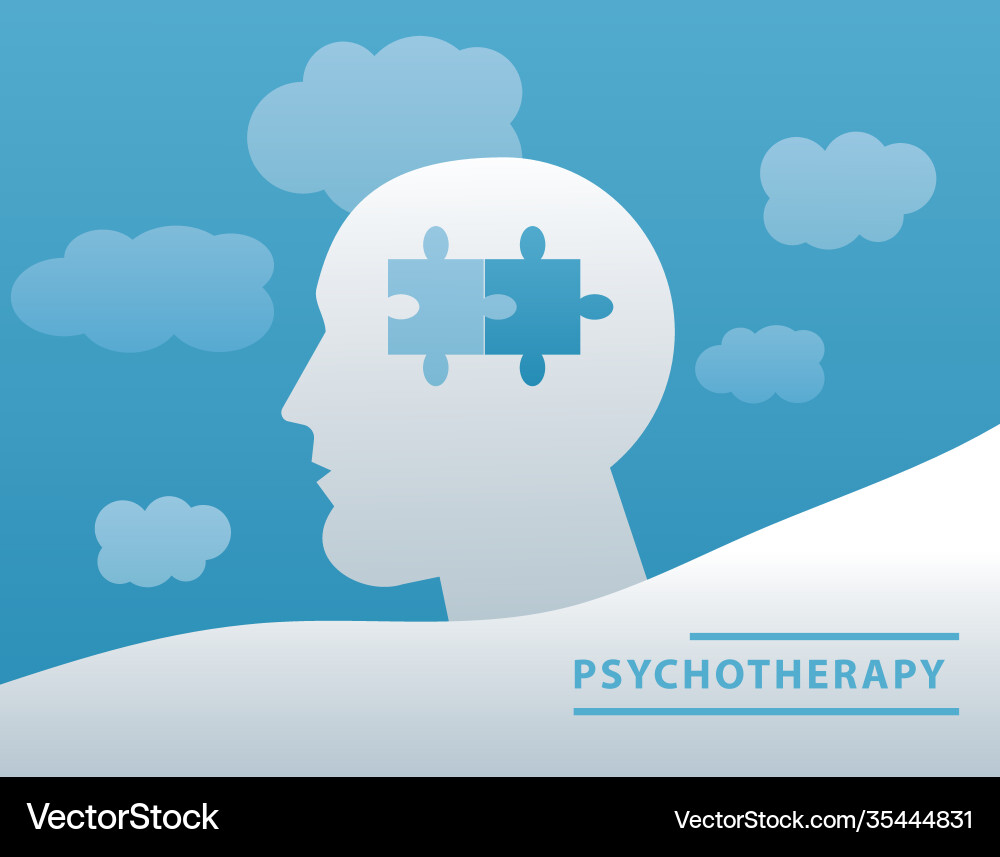 Profile with puzzle pieces psychologist isolated Vector Image