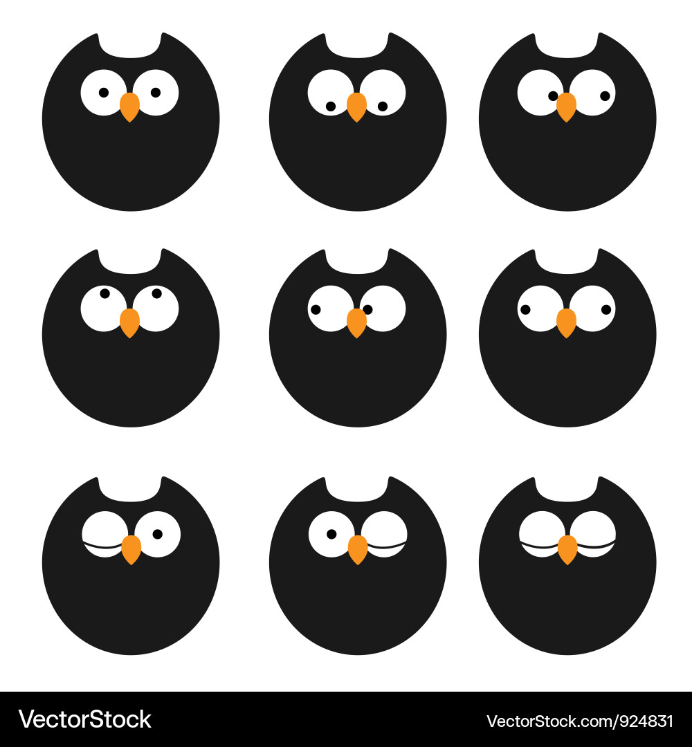 Set of icons owls Royalty Free Vector Image - VectorStock