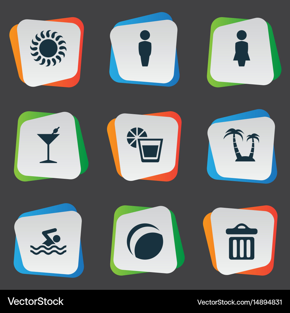 Set of simple beach icons Royalty Free Vector Image