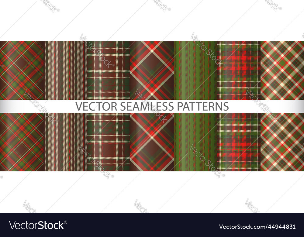 Set seamless background textile pattern check Vector Image