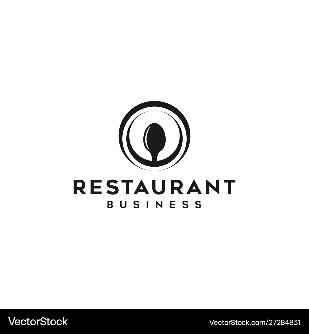 Spoon in a circle plate logo design inspiration Vector Image