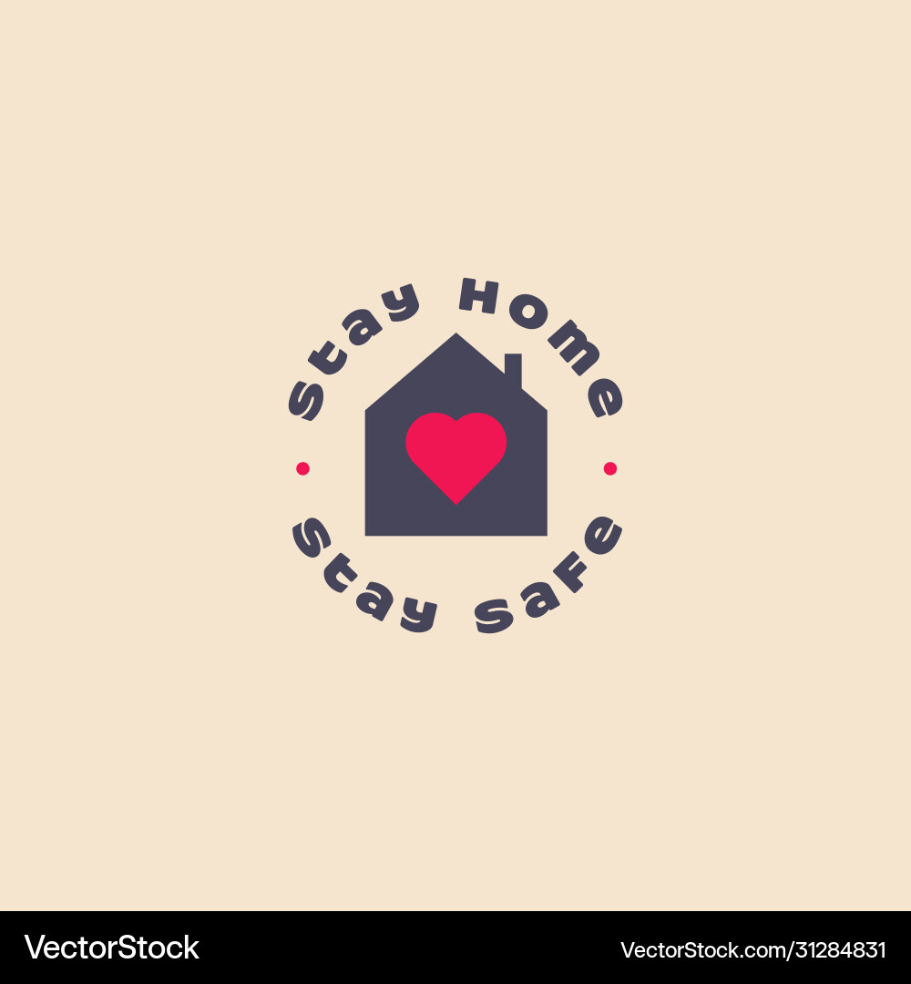 Stay home safe logo icon house Royalty Free Vector Image