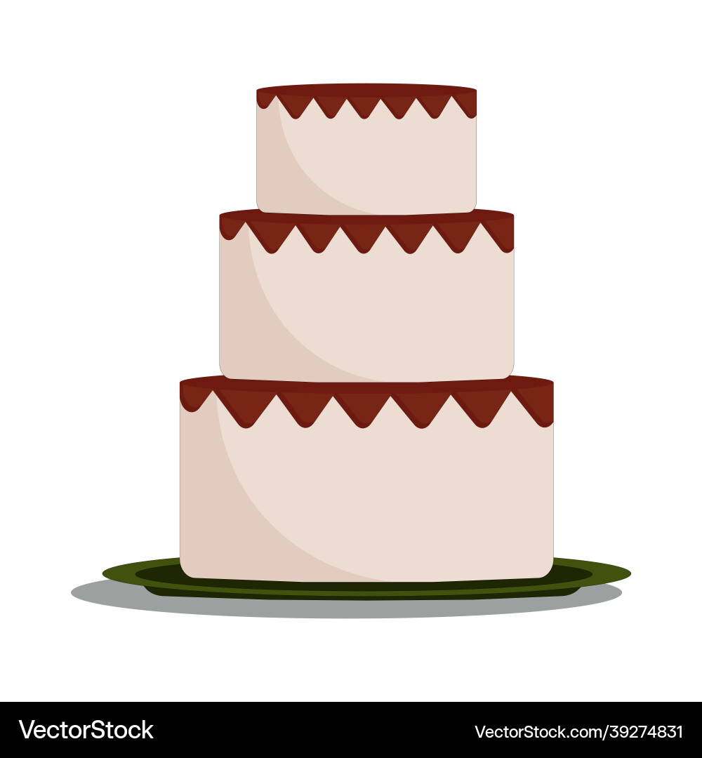 Three-tiered delicious cake with cherry frosting Vector Image