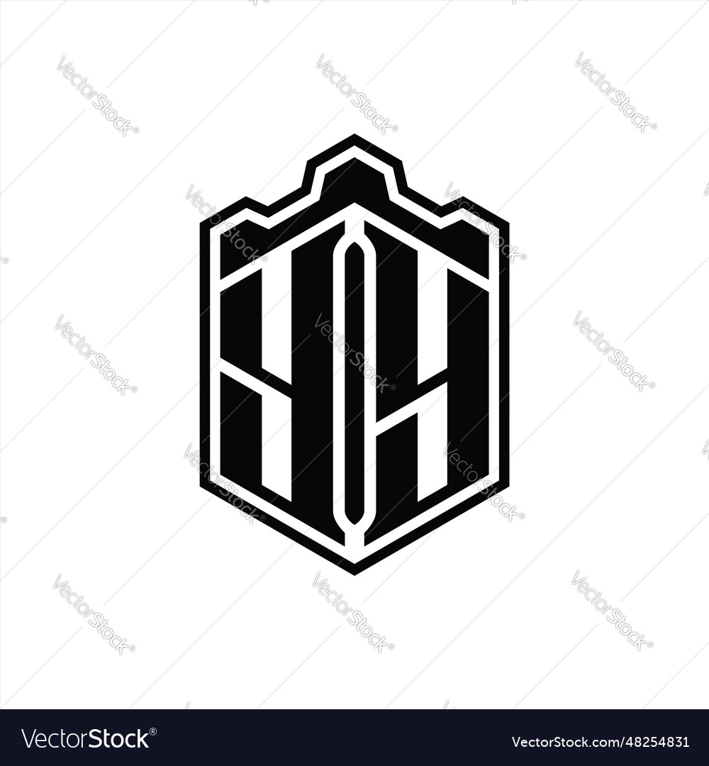 Yy letter logo monogram hexagon shield shape Vector Image