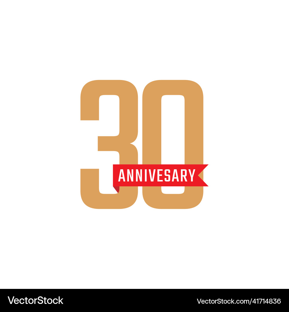 30 year anniversary celebration with red ribbon Vector Image