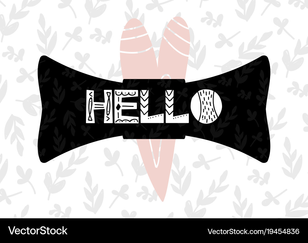 Card with lettering hello in scandinavian Vector Image