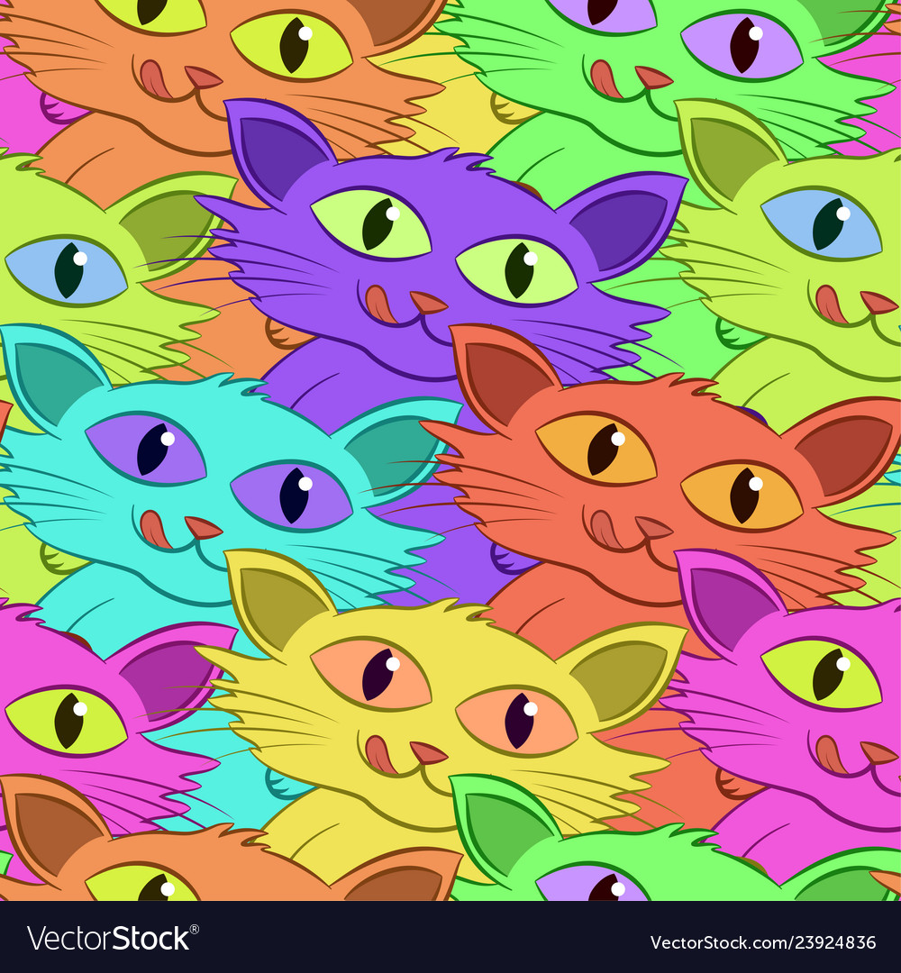 Cat with fish tile pattern Royalty Free Vector Image