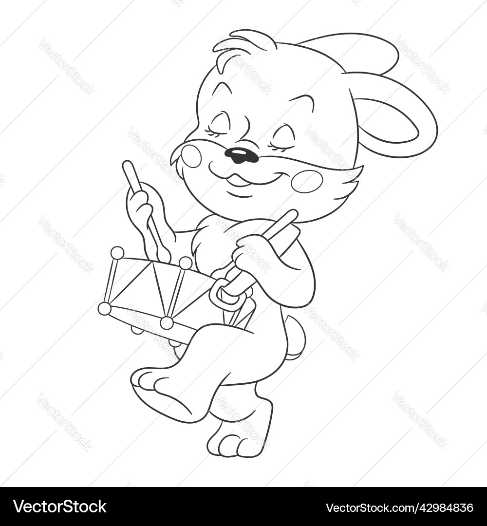 Coloring page with cute baby bunny Royalty Free Vector Image