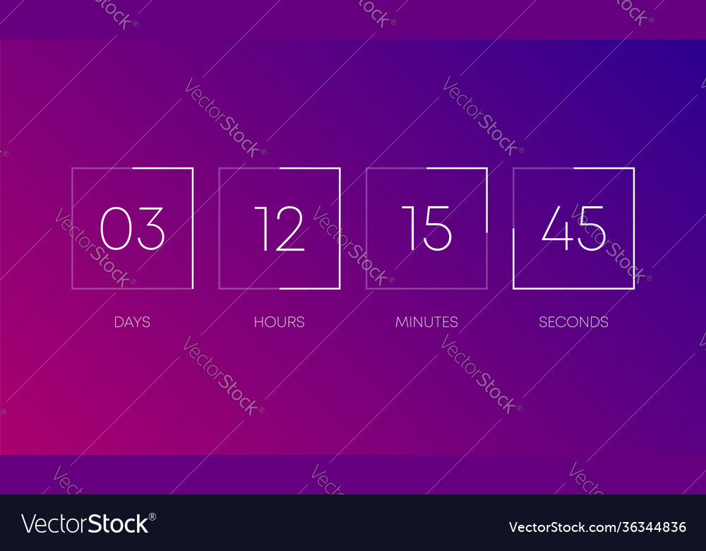 Countdown clock on orange gradient background Vector Image