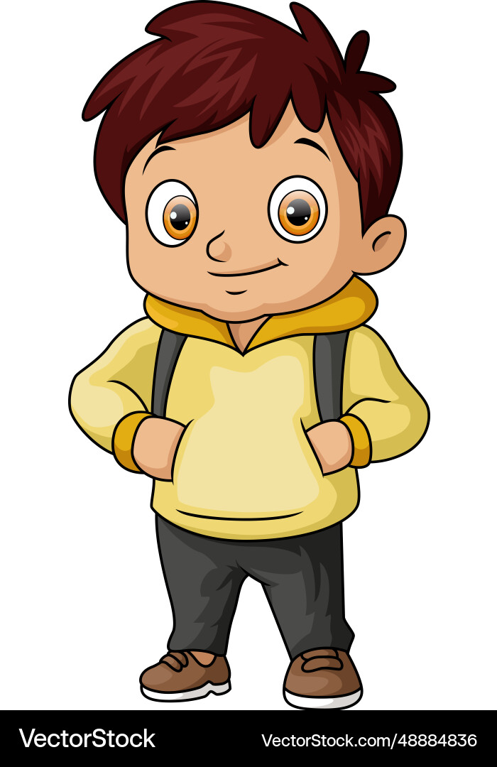 Cute little boy cartoon on white background Vector Image