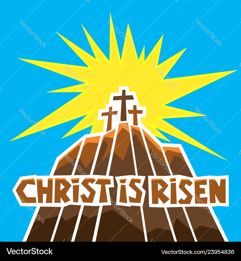Easter three crosses on calvary Royalty Free Vector Image