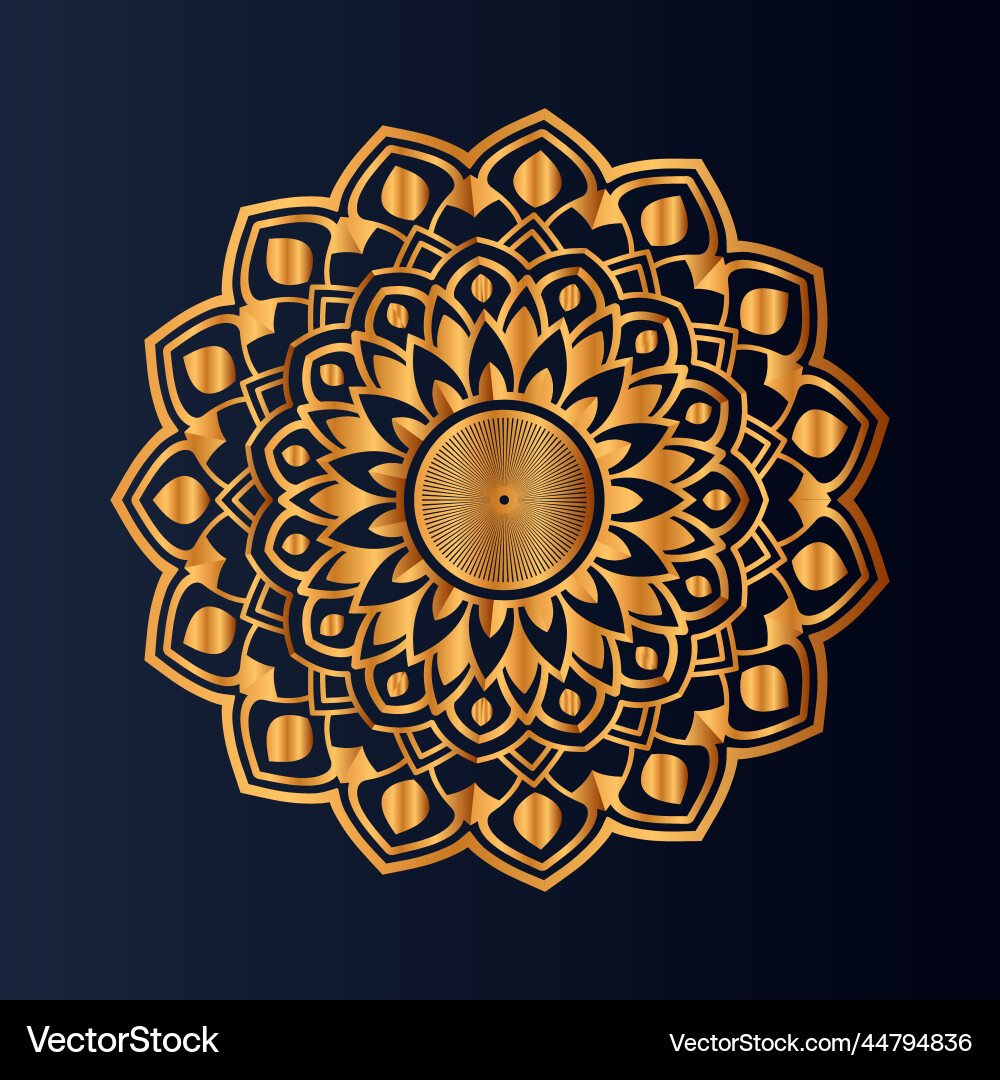 Gold color floral mandala Royalty Free Vector Image