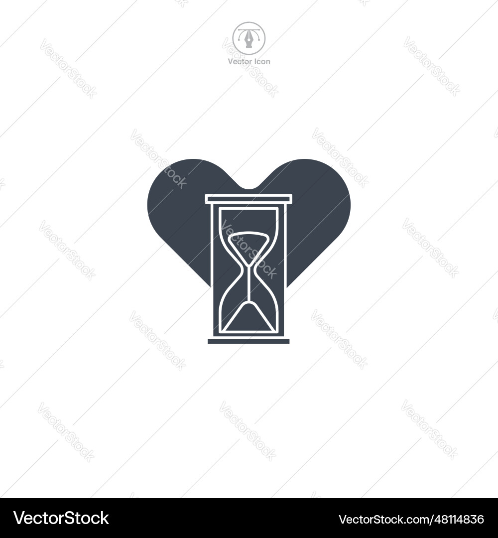 Hourglass with heart icon symbol isolated Vector Image