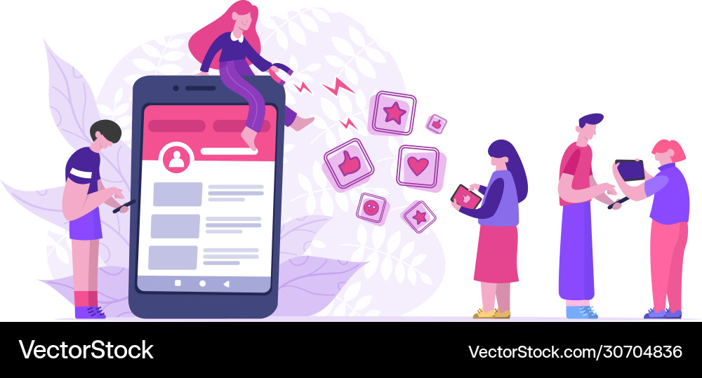 Influencer attract likes blogger use big magnet Vector Image