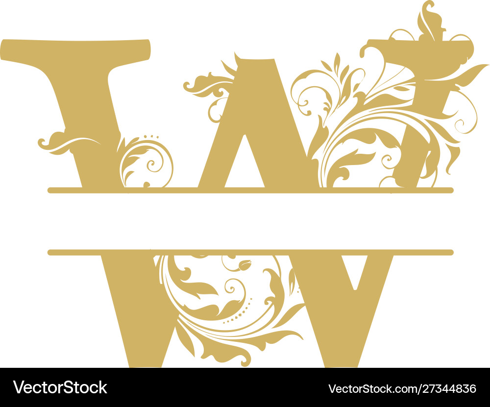 Initial w letter luxury beauty flourishes Vector Image