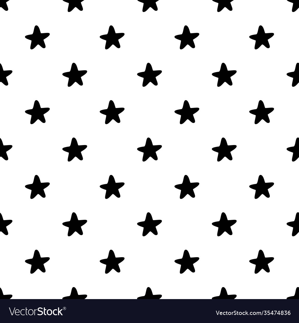 Seamless Star Monochrome Background On White Vector Image