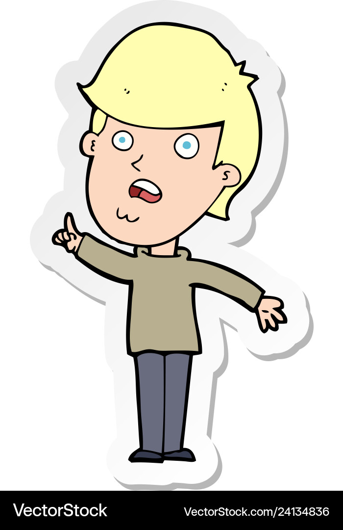 Sticker of a cartoon man asking question Vector Image