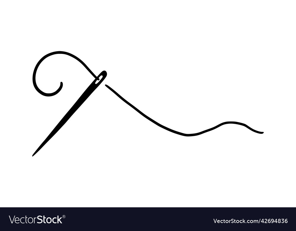 Tailor needle with thread Royalty Free Vector Image