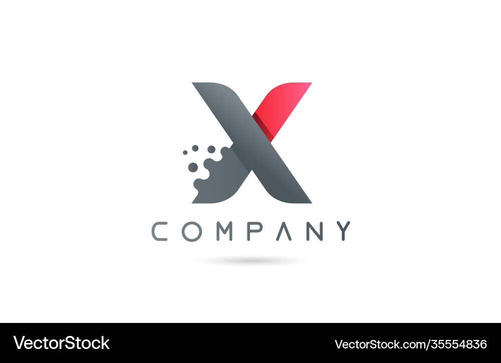X pink grey alphabet letter logo icon with bubble Vector Image