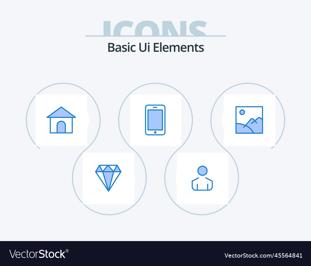 Basic ui elements blue icon pack 5 icon design Vector Image