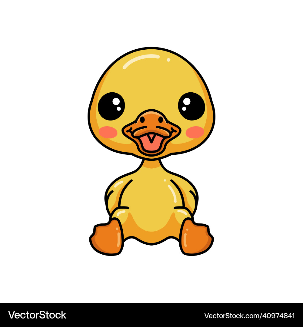 Cute little duck cartoon sitting Royalty Free Vector Image
